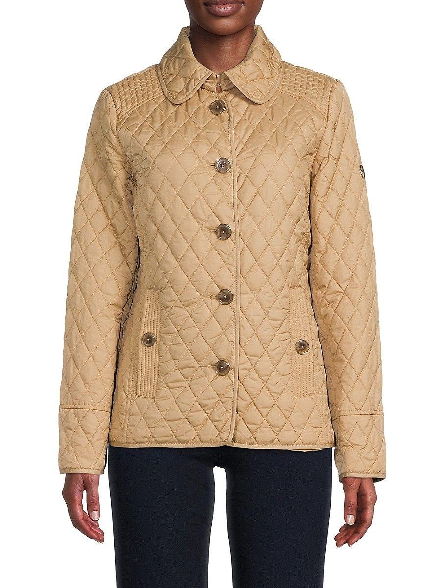 MICHAEL Michael Kors Quilted Jacket in Natural | Lyst MICHAEL Michael Kors Quilted Jacket in Natural | Lyst
