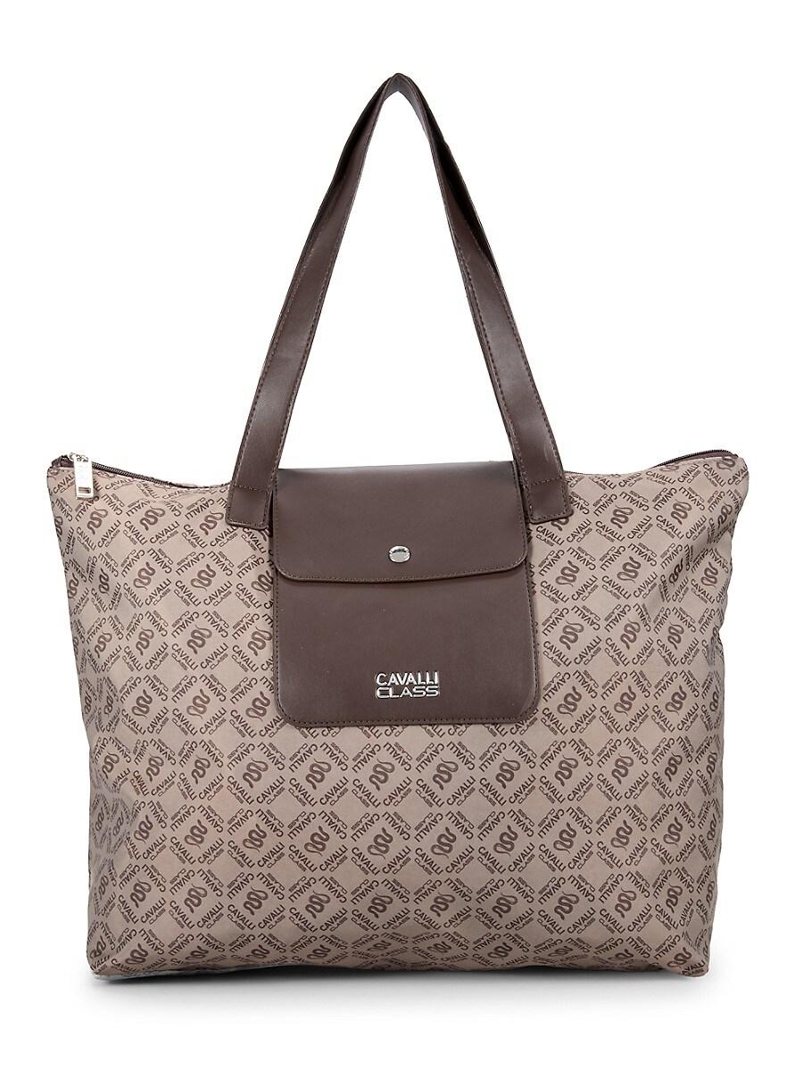 Roberto Cavalli Extra Large Logo Weekender Bag in Brown | Lyst