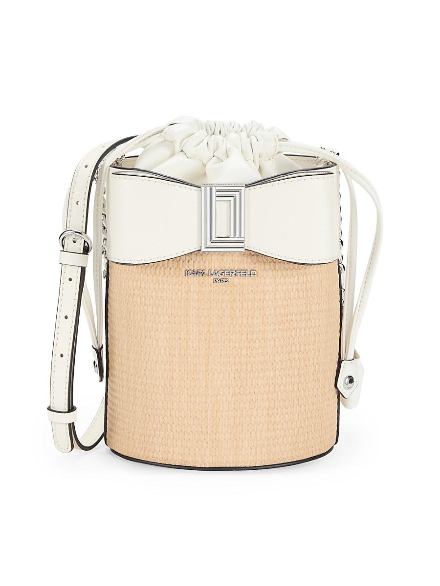 Karl Lagerfeld Mini Ikons Colorblock Bucket Bag in Natural | Lyst