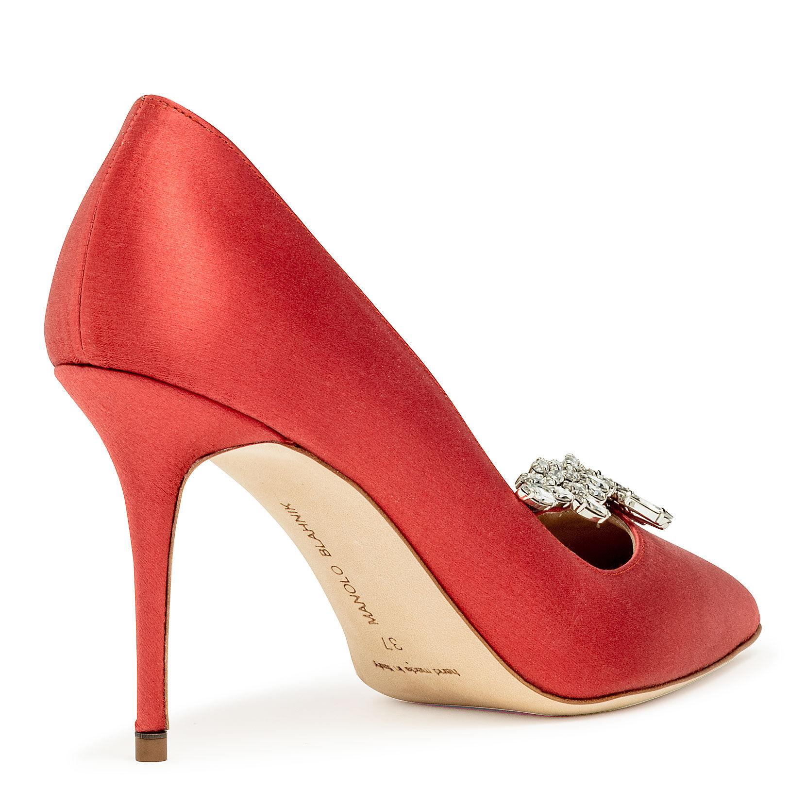 Manolo Blahnik Nadira 90 Red Satin Pumps - Lyst