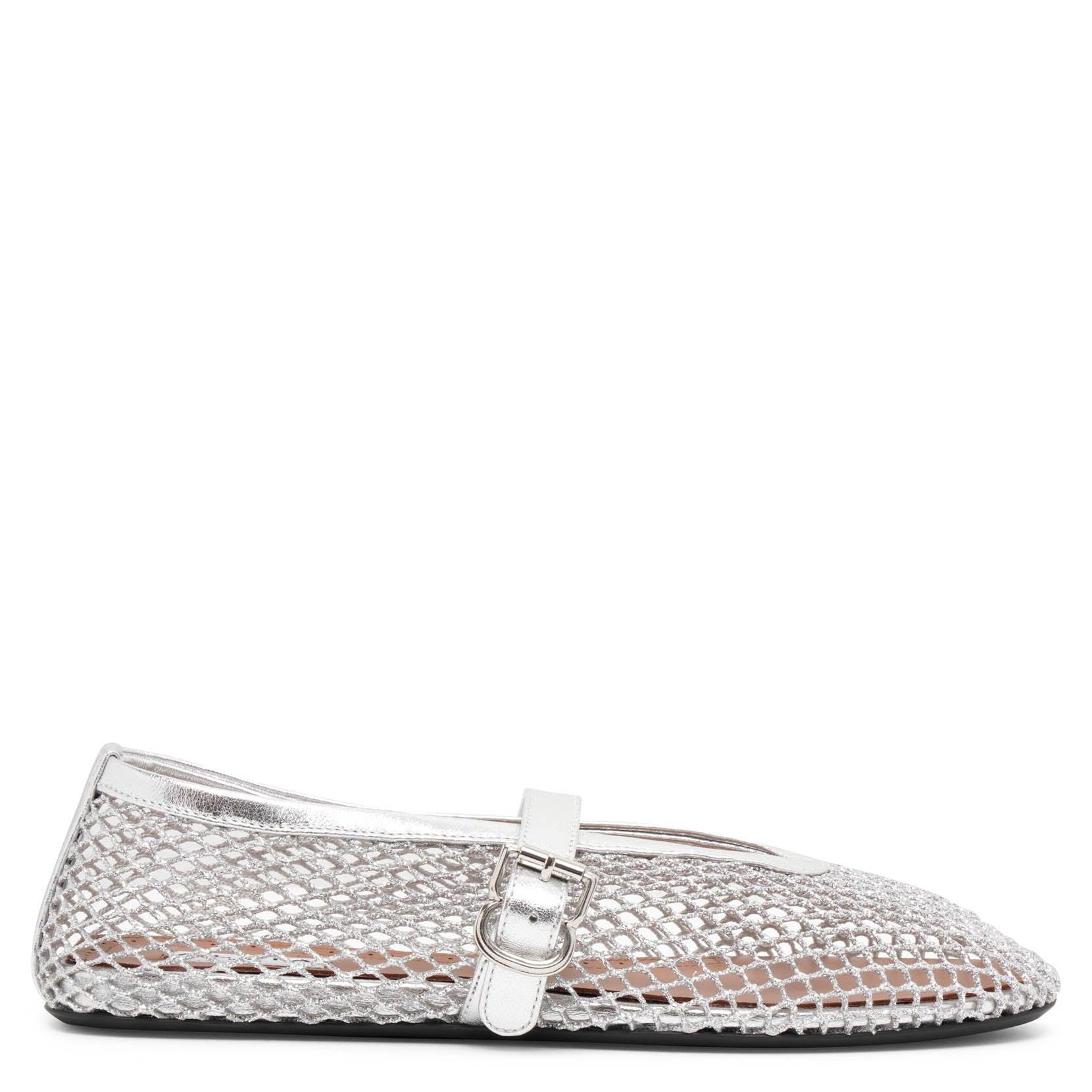 Alaïa Silver Mesh Ballet Flats in Metallic | Lyst UK