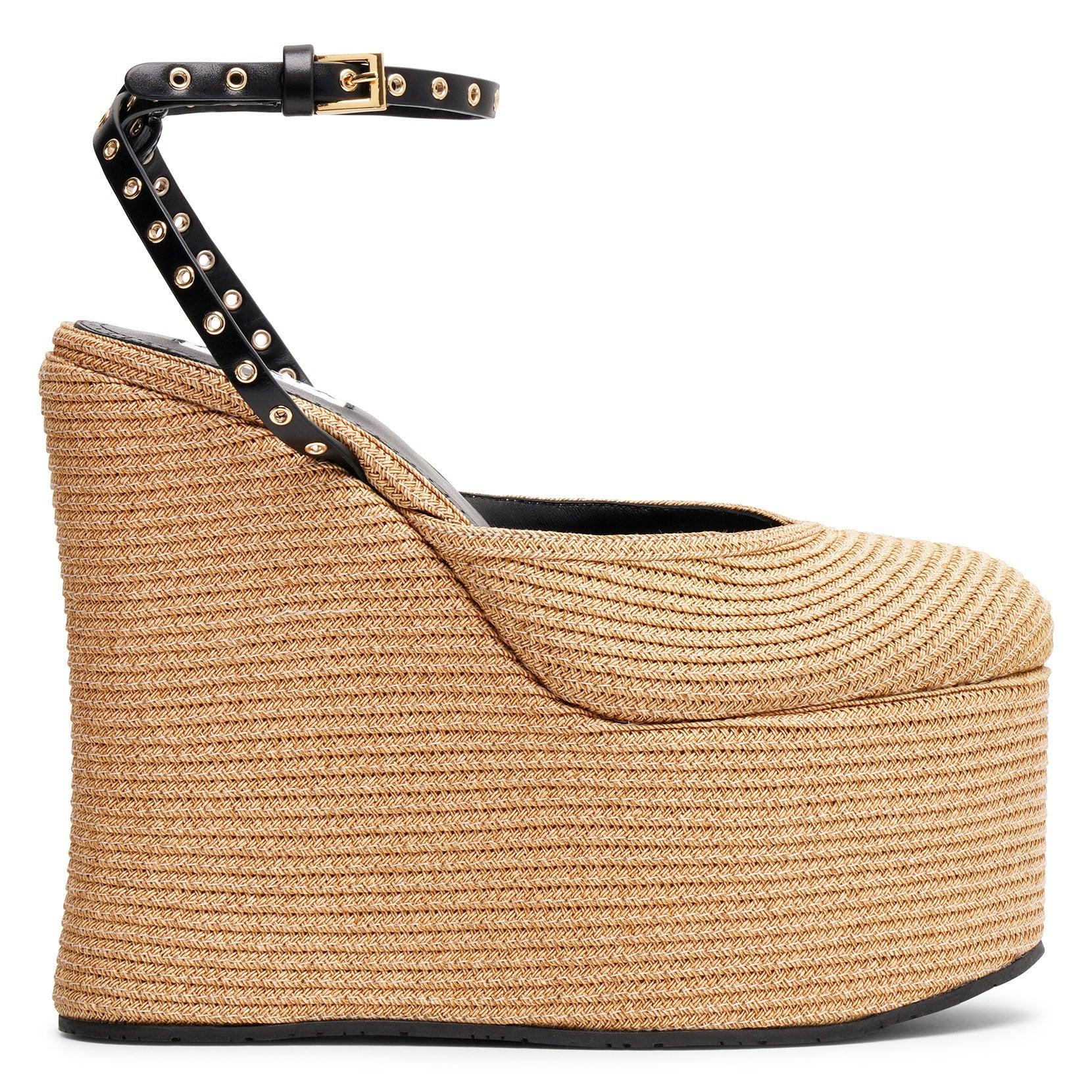 Alaïa Raffia Wedge Sandals in Natural | Lyst