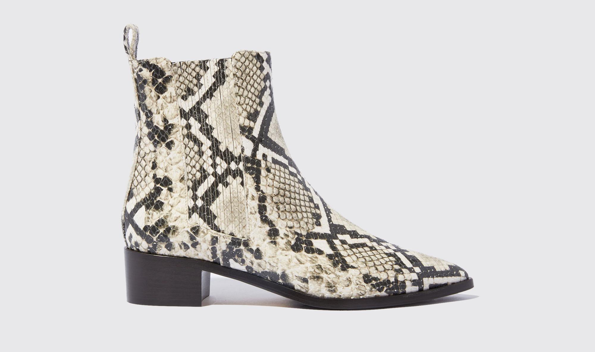 SCAROSSO Olivia Python Chelsea Boots in Black | Lyst