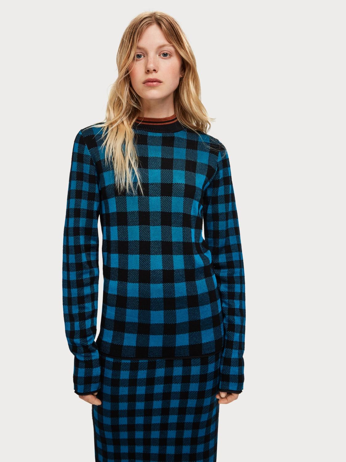 Scotch & Soda Wool Gingham Sweater in Combo v (Blue) - Lyst