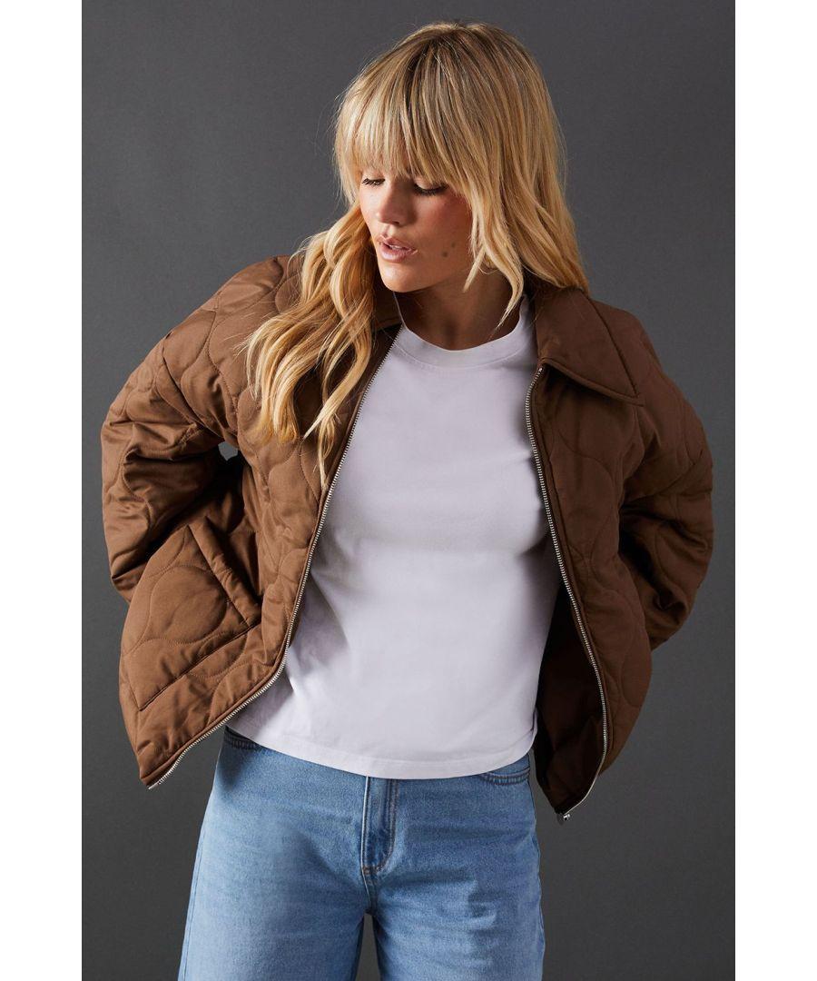 Warehouse Onion Quilted Jacket in Brown | Lyst UK