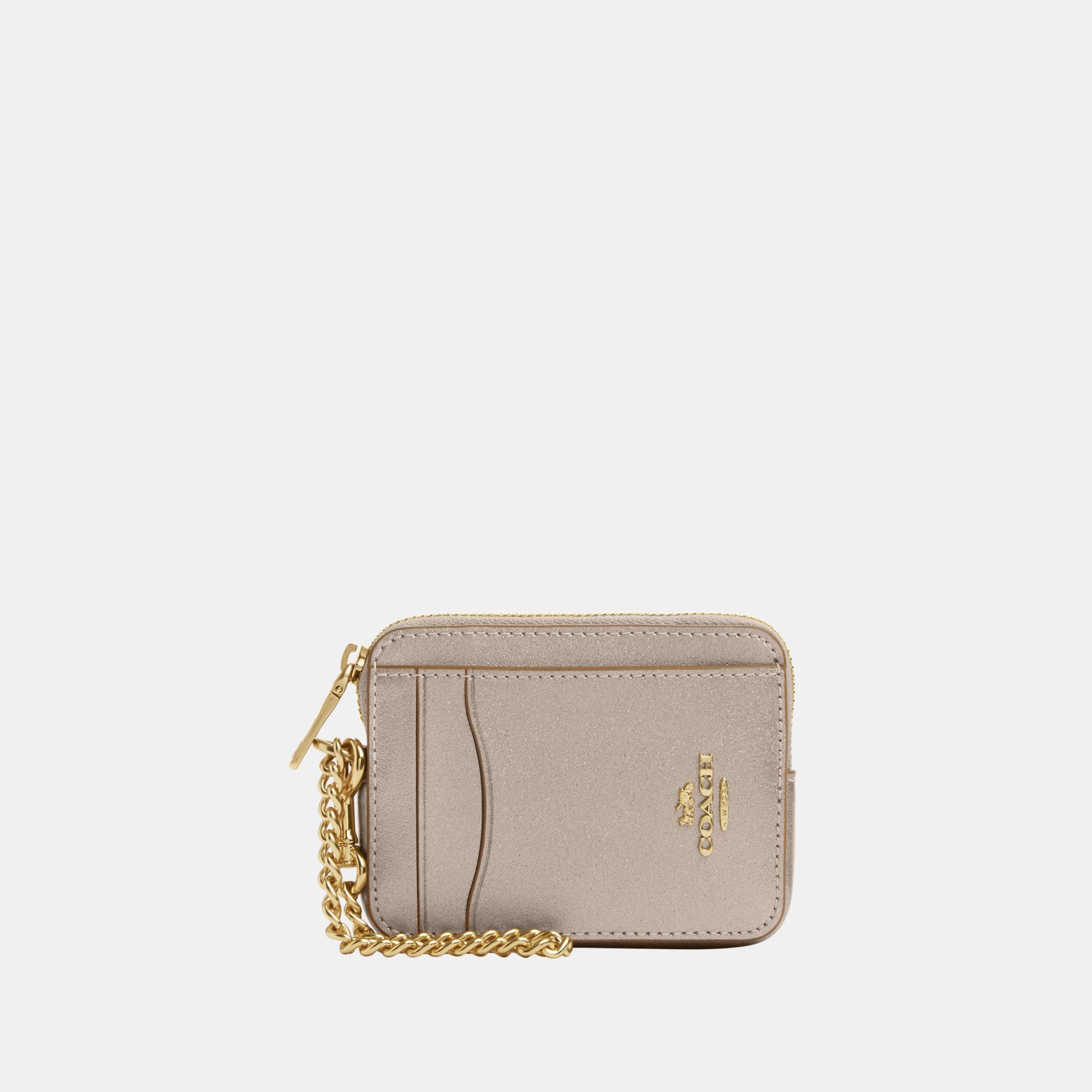 COACH Zip Card Case in Natural | Lyst UK