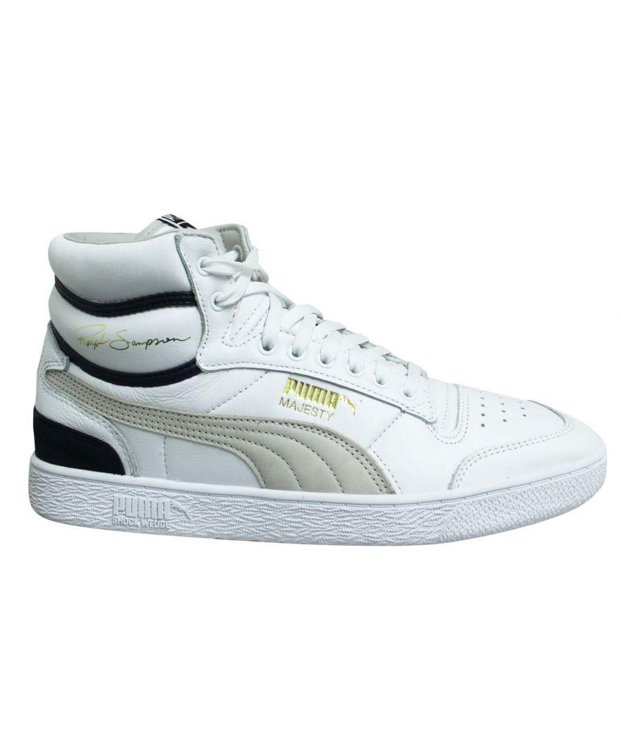 PUMA X Ralph Sampson Mid Og Leather Lace Up Trainers 370718 01 in White ...