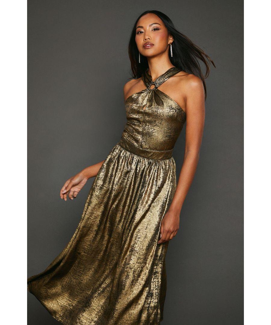PRINCIPLES Metallic Halter Neck Midi Dress | Lyst UK