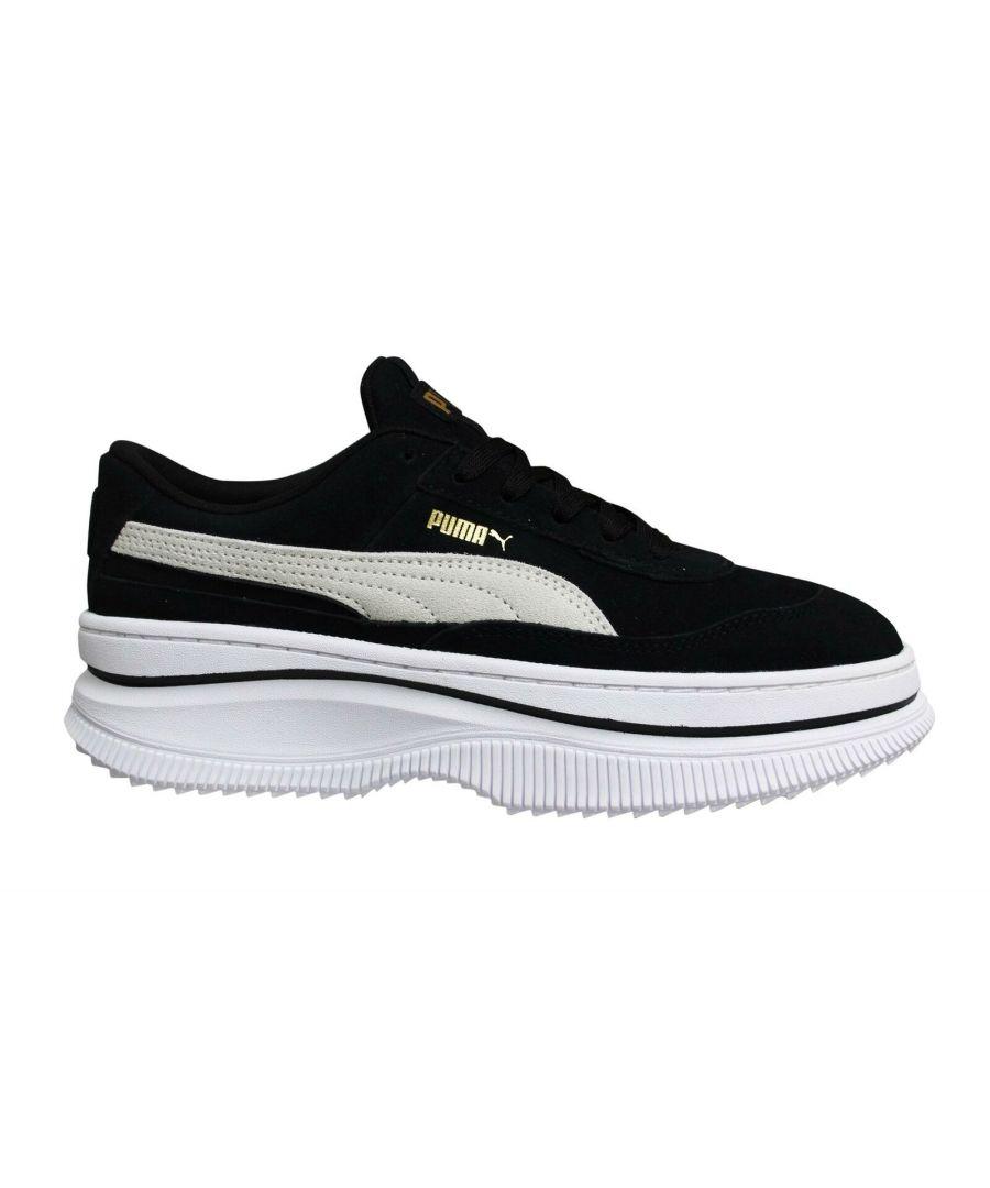 PUMA Deva Suede Leather Lace Up Platform Trainers 372423 03 in Black ...