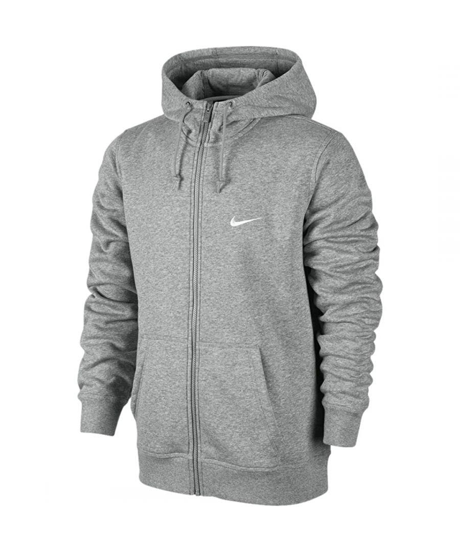 Nike Swoosh Logo Zip-Up Hoodie Cotton in Grey for Men | Lyst UK