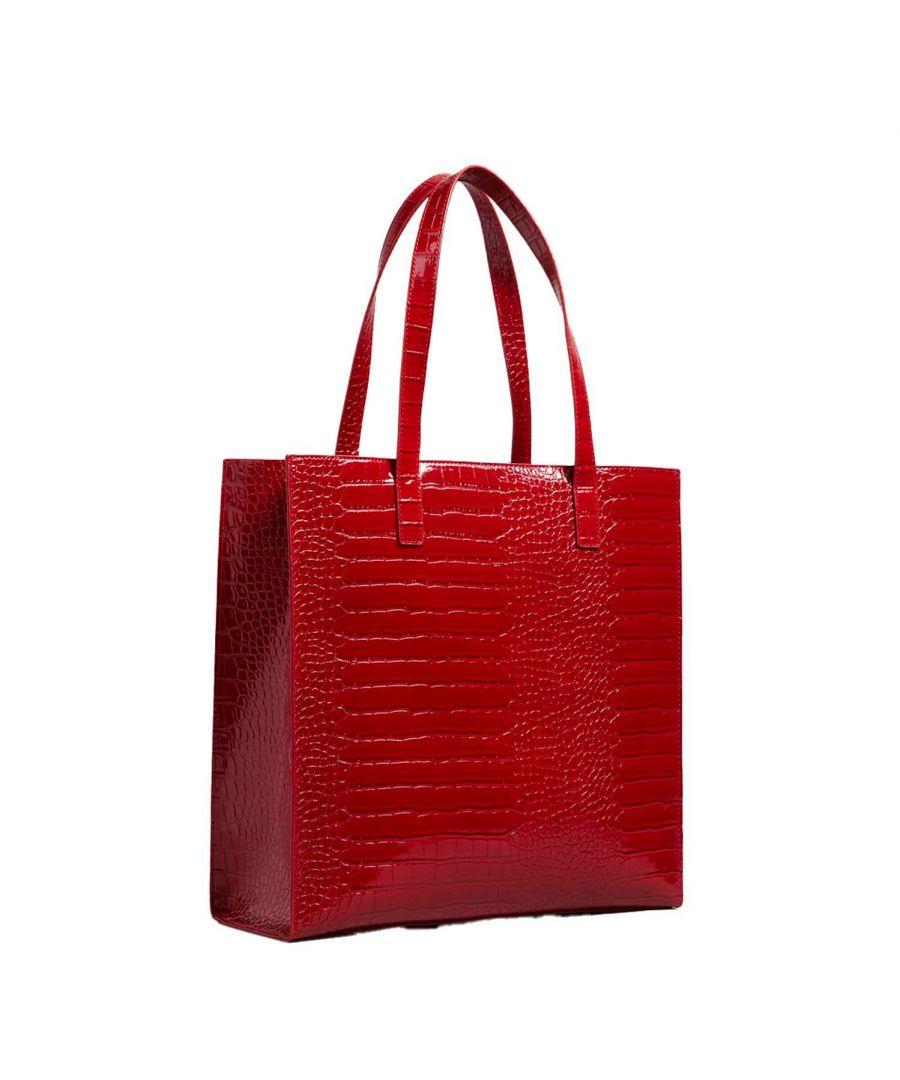Ted Baker Accessories Croccon Croc Detail Large Icon Bag in Red | Lyst UK
