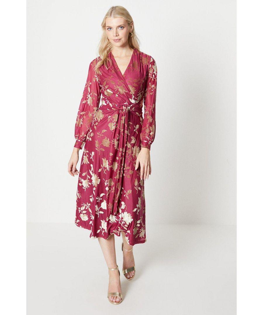 PRINCIPLES Devore Wrap Belted Maxi Dress in Red | Lyst UK