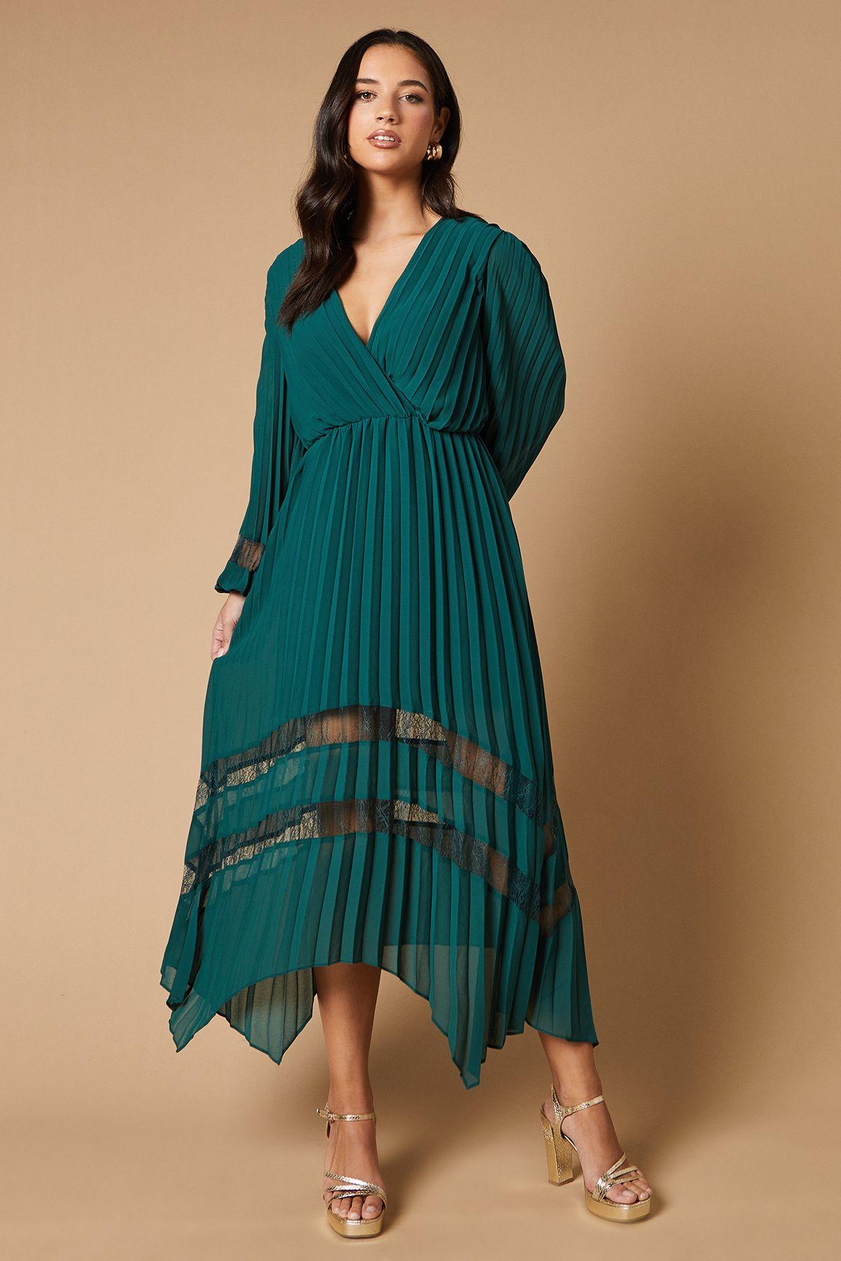 Lace Trim Oasis Wrap Dress Oasis Pleated Lace Trim Insert Wrap Midi ...