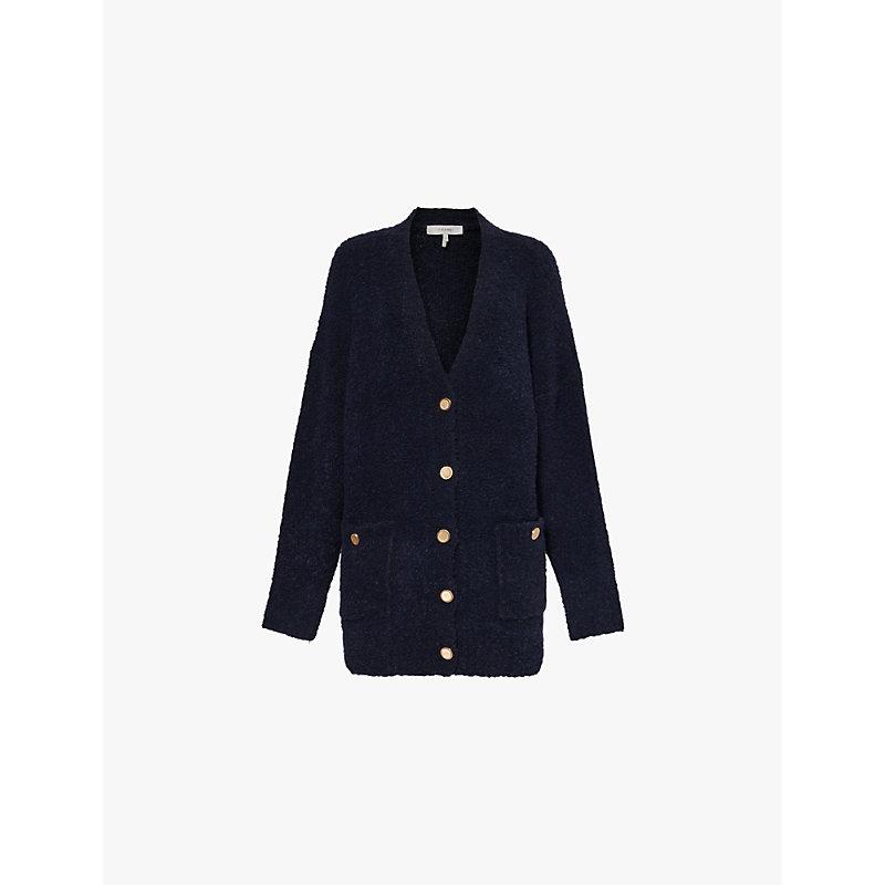 FRAME Vy Boyfriend Bouclé-texture Knitted Cardigan in Blue | Lyst