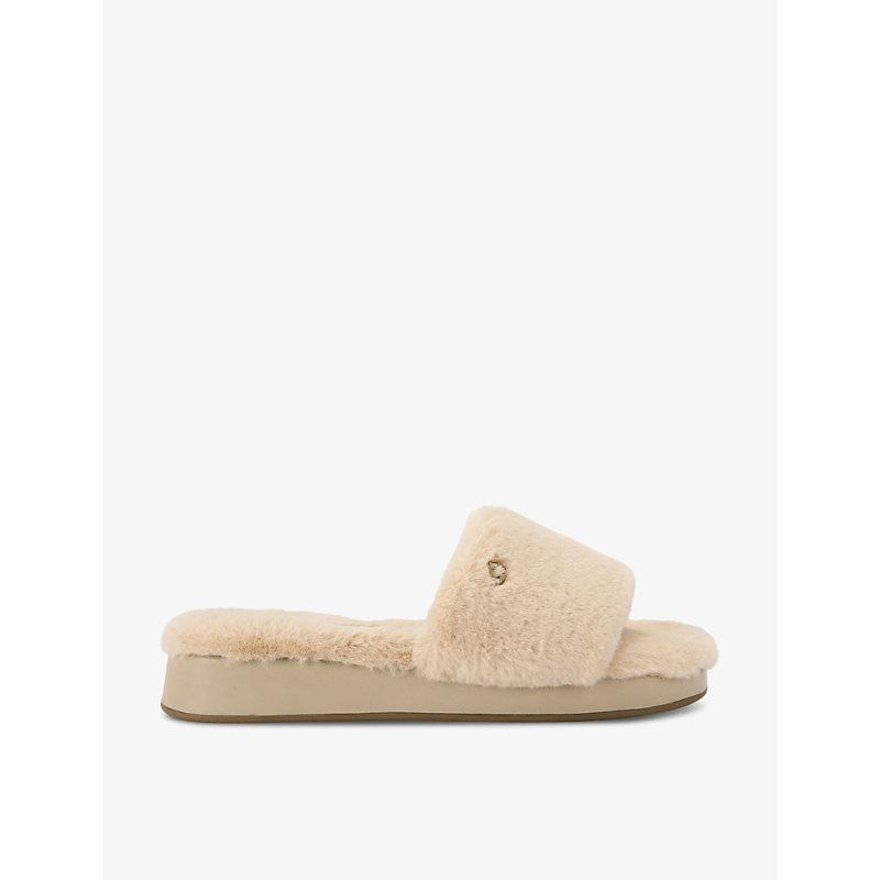 Carvela Kurt Geiger Cloud Cosy Faux-Fur Slippers in Natural | Lyst