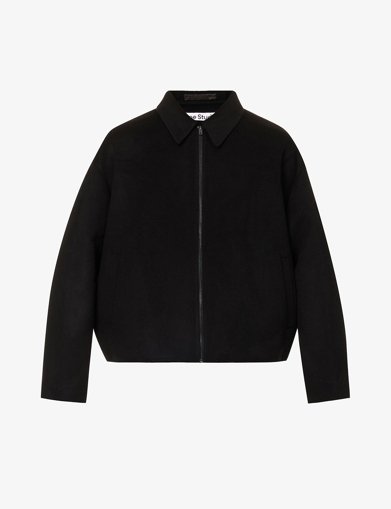 Acne Studios Doverio Collared Boxy-fit Wool Jacket in Black for Men | Lyst