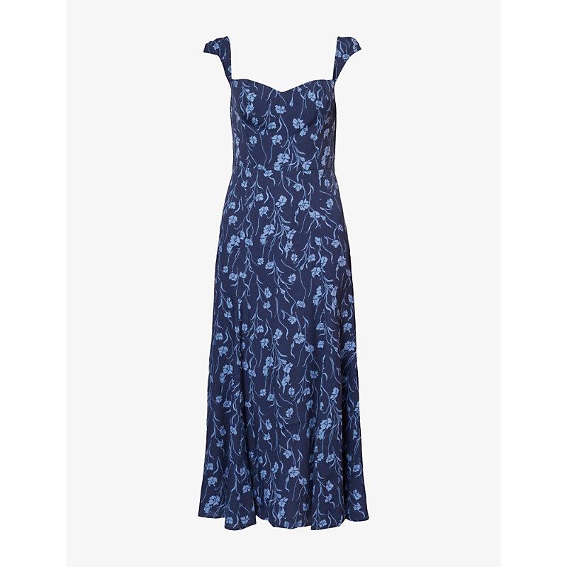 Reformation Bryson Flower-Print Woven-Blend Maxi Dress in Blue | Lyst