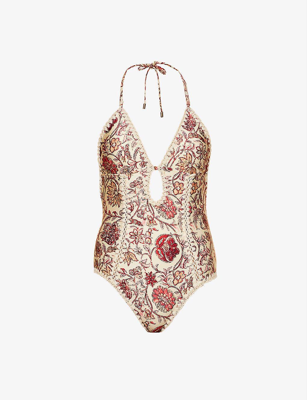 Zimmermann Vitali Keyhole Crochet Stretch Woven Swimsuit In White Lyst