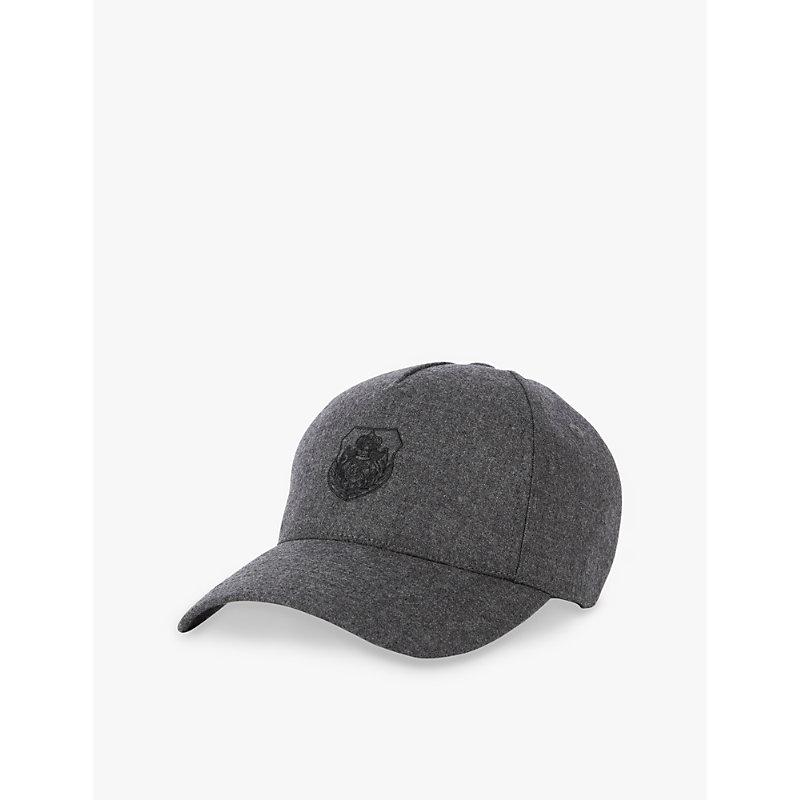 The Kooples Logo-Patch Wool Baseball Cap in Gray | Lyst