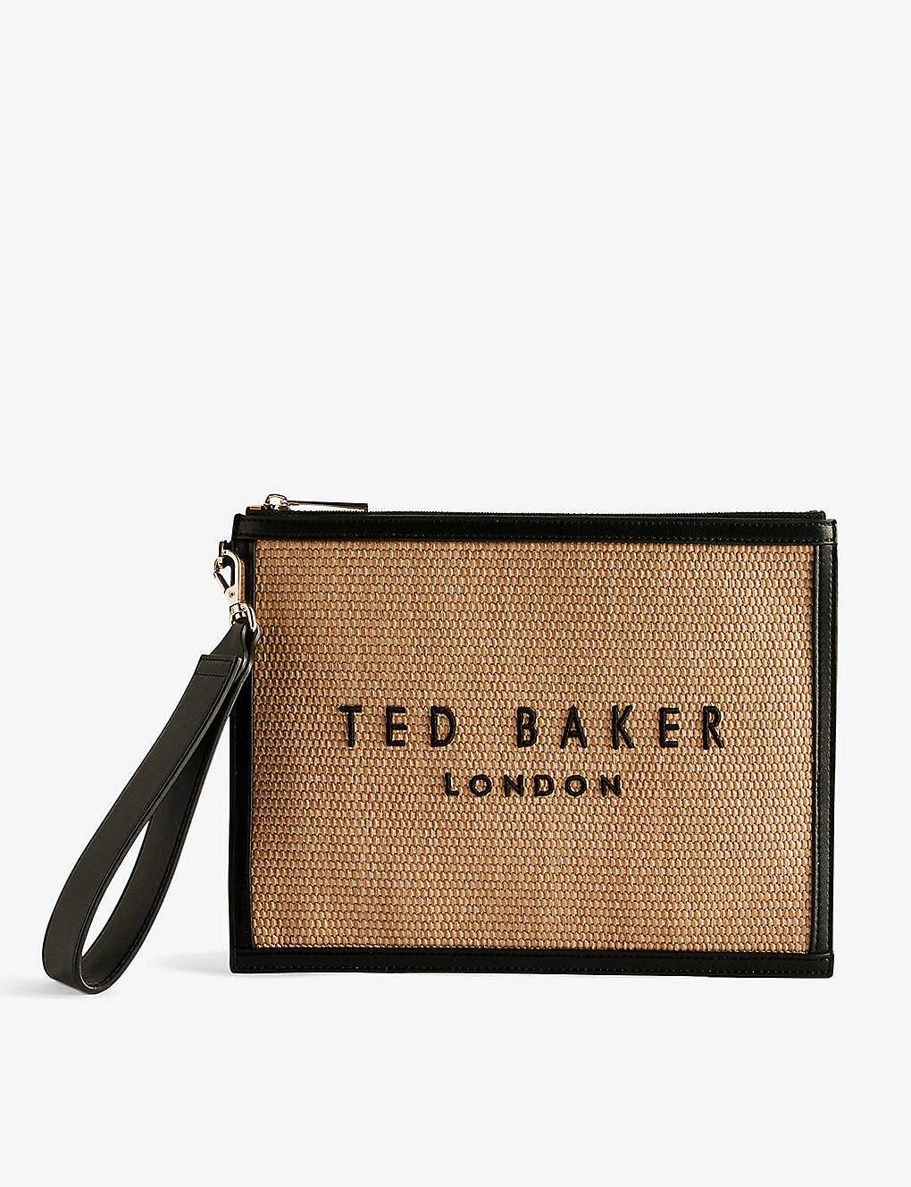 Ted Baker Tural Pallmes Logo-embossed Faux-raffia Pouch in Natural ...