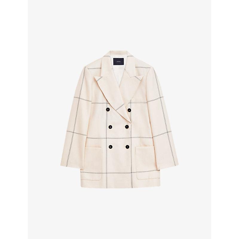 JOSEPH Leandre Checked Wool-blend Jacket in Natural | Lyst