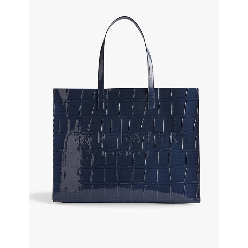 Ted Baker Croc-detail Icon Leather Tote Bag in Blue | Lyst