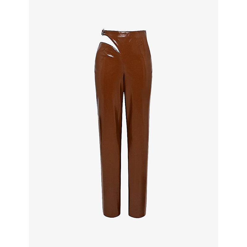 Mistress Rocks Hasten Cut-Out Wide-Leg Mid-Rise Faux-Leather Trousers ...