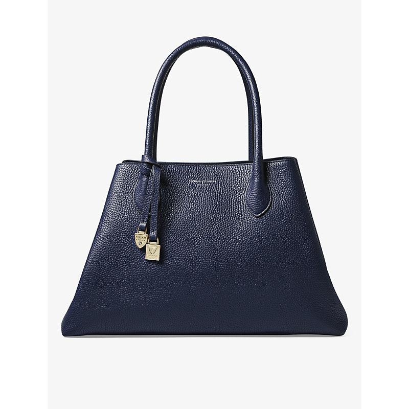 Aspinal of London Paris Large Logo-embellished Leather Tote Bag in Blue ...