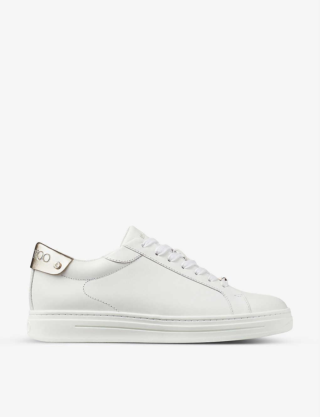 Jimmy Choo Rome/f Branded Leather Low-top Trainers in White | Lyst