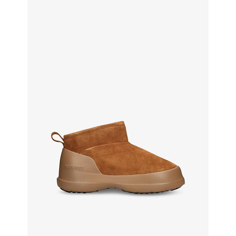 Moon Boot Luna Logo-Embossed Suede Ankle Boots in Brown | Lyst