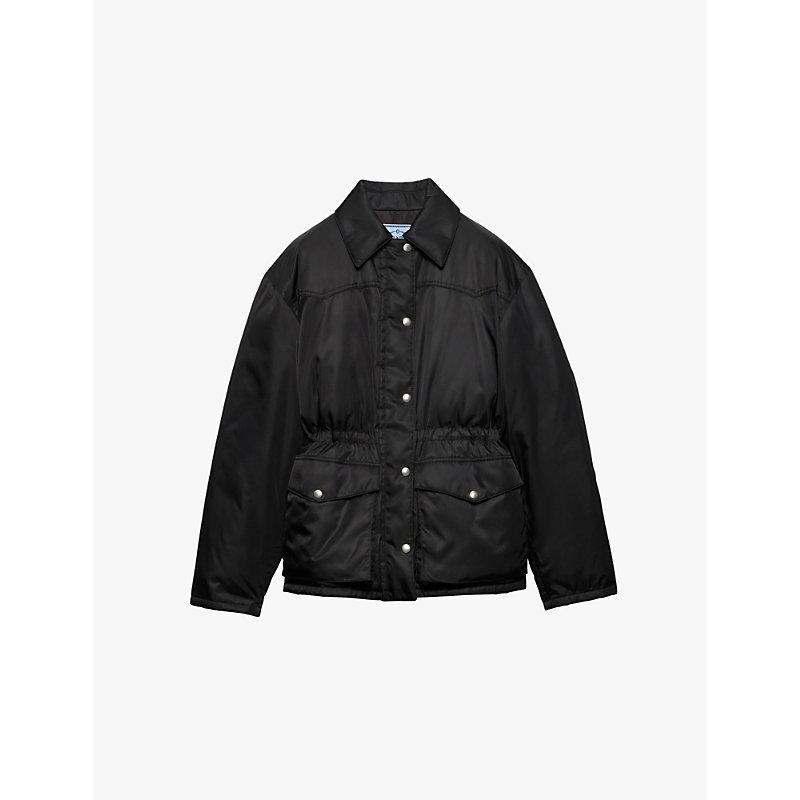Prada Re-Nylon Triangle-Logo Drawstring-Waist Shell-Down Jacket in ...