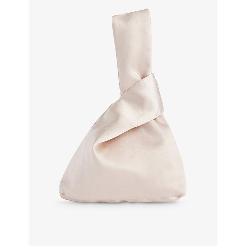 Six Stories Loop-Handle Satin Pouch in Natural | Lyst