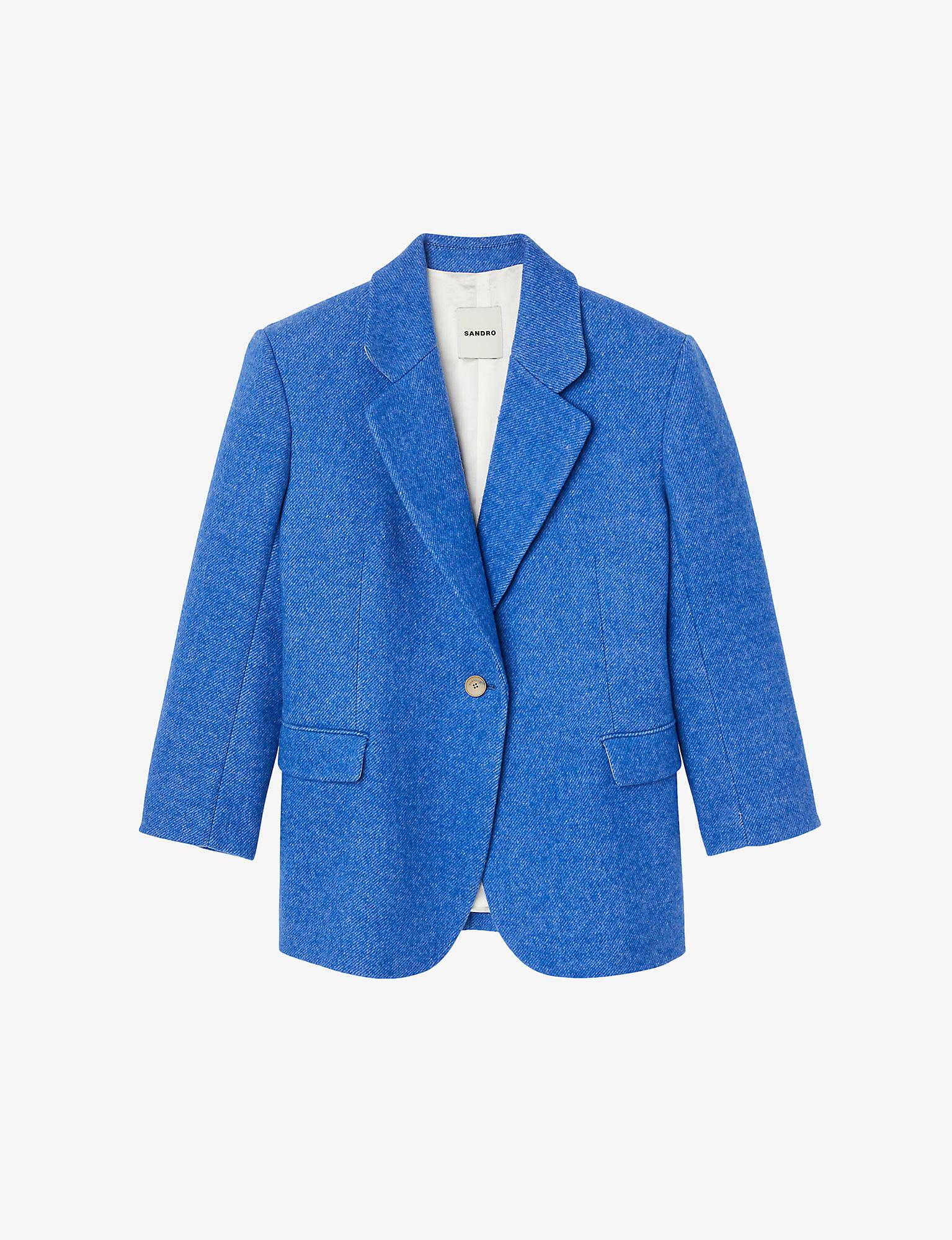 Sandro Oversized Wool blend Blazer In Blue Lyst UK sandro-oversized-wool-blend-blazer-in-blue-lyst-uk