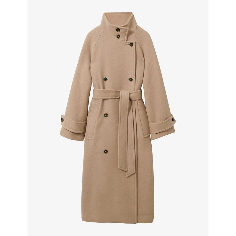 Reiss Prim Double-Breasted Wool-Blend Coat in Natural | Lyst UK