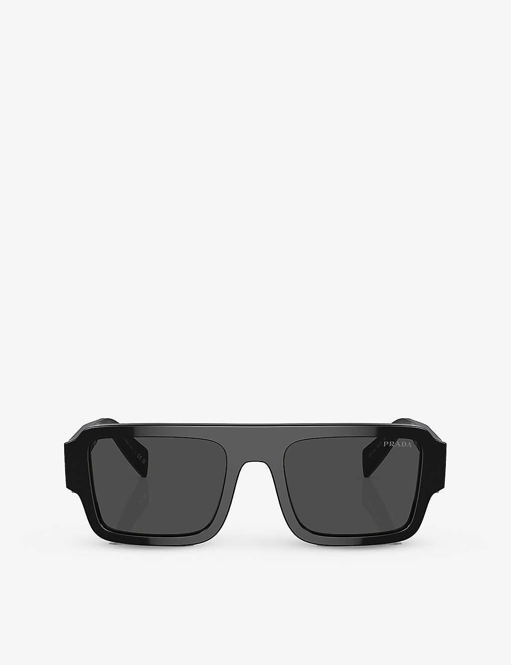 Prada Pr A05S Rectangle-Frame Acetate Sunglasses in Grey for Men | Lyst UK