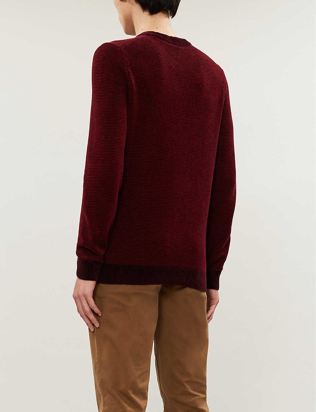 BOSS by Hugo Boss Cotton Crewneck Stretch-knit Jumper in Dark Red (Red ...