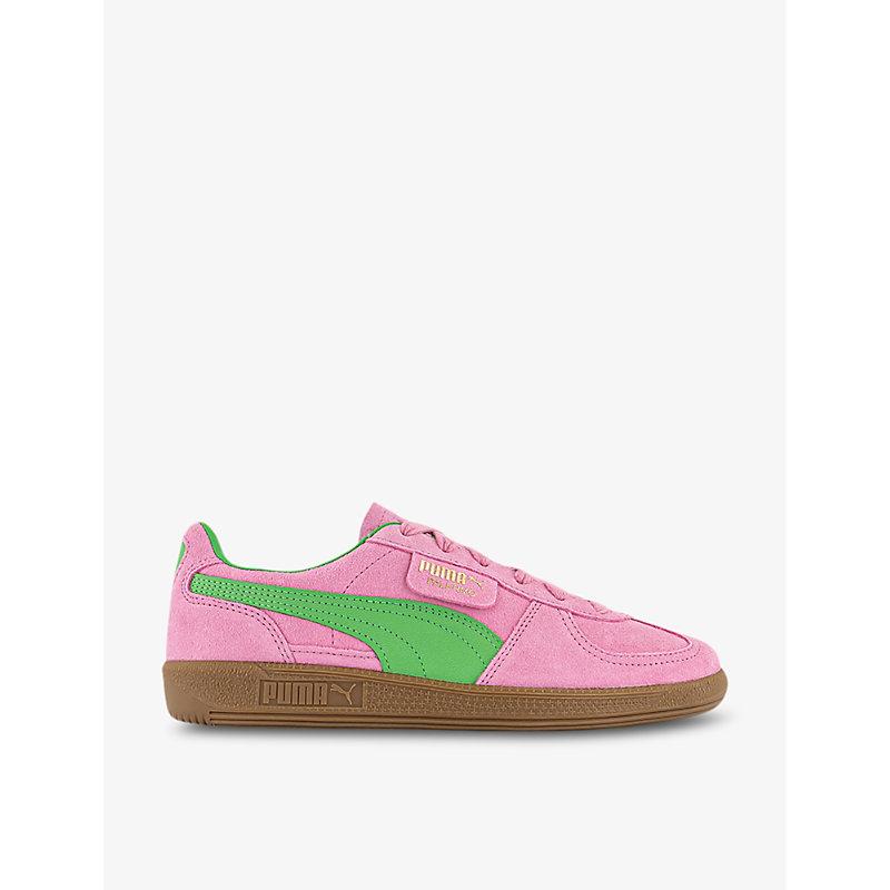 PUMA Palermo Logo-tab Suede Low-top Trainers in Pink | Lyst