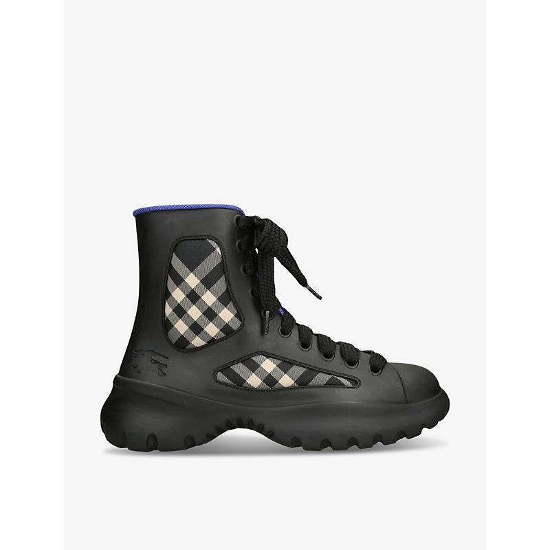Burberry Boulder Check-Print Rubber Ankle Boots in Black for Men | Lyst