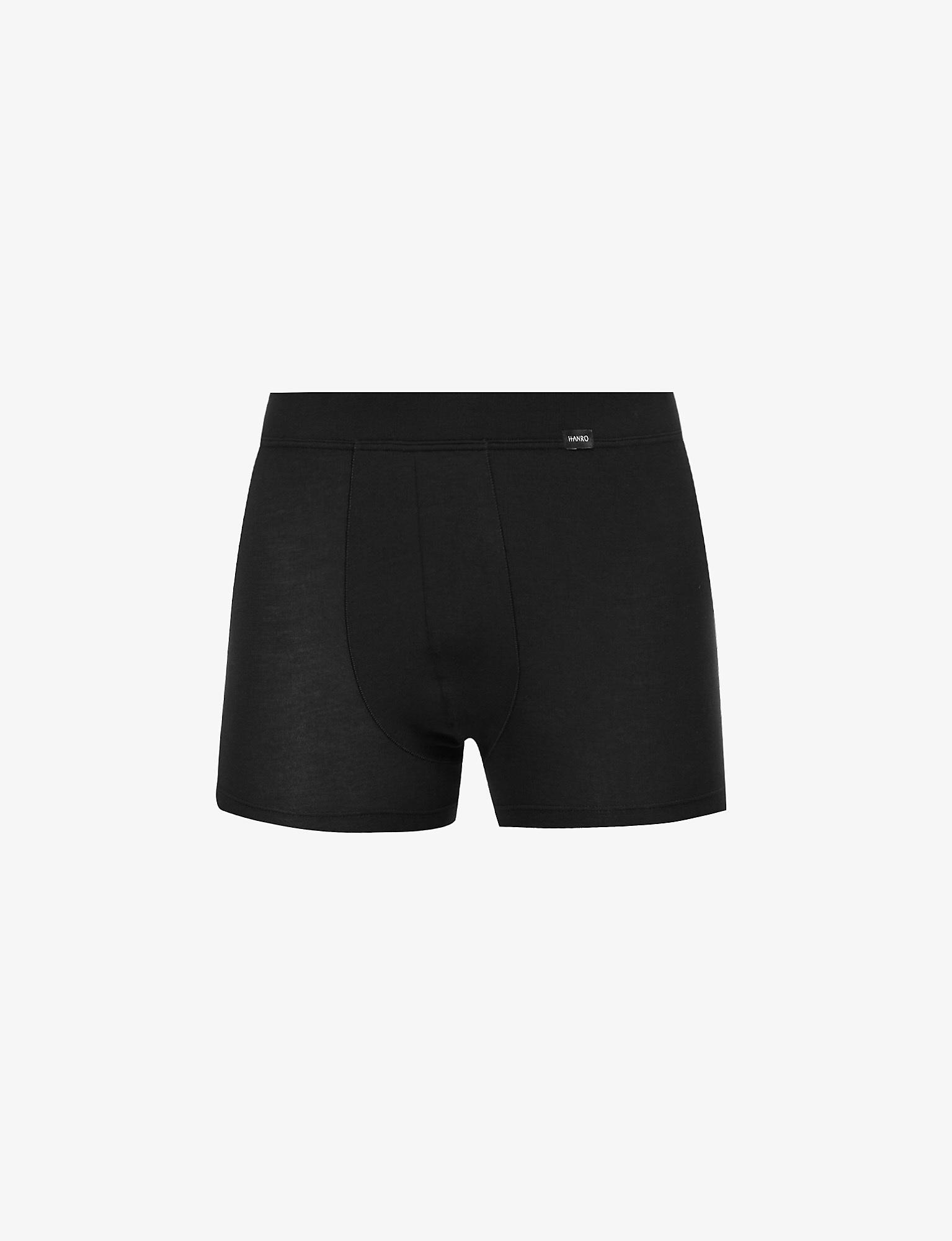 Hanro Cotton Logo Stretch-jersey Trunks in Deep Black (Black) for Men ...
