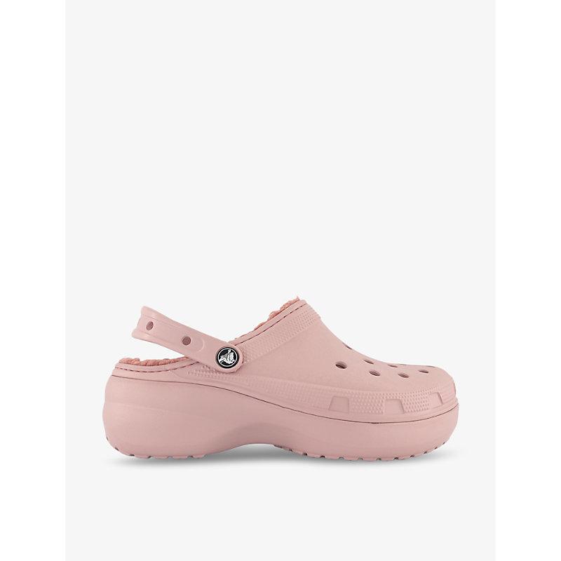 Crocs™ Classic Platform Faux Fur-lined Rubber Clogs in Pink | Lyst