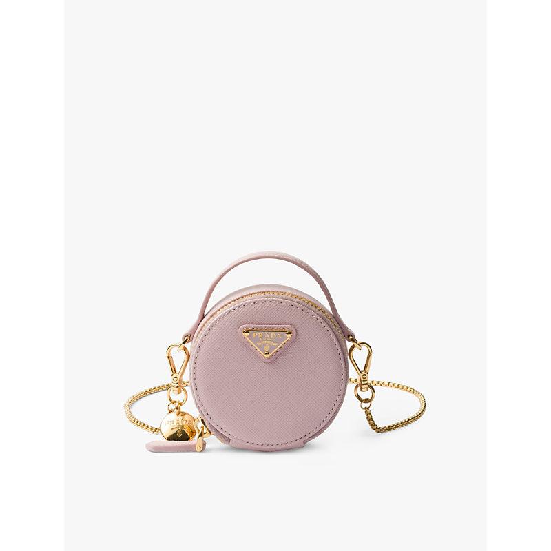Prada Saffiano Leather Mini Pouch in Pink | Lyst