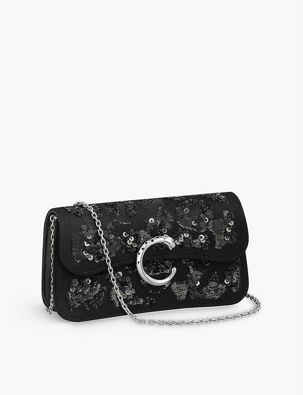 Cartier Panthère De Chain Wool Mini Cross-body Bag in Black | Lyst UK