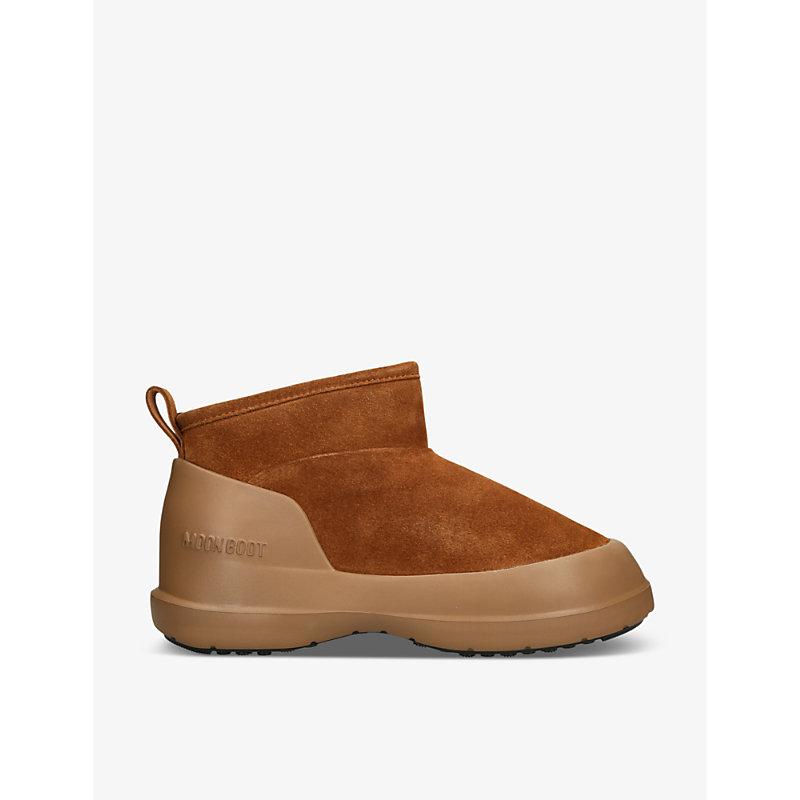 Moon Boot Luna Logo-Embossed Suede Ankle Boots in Brown | Lyst