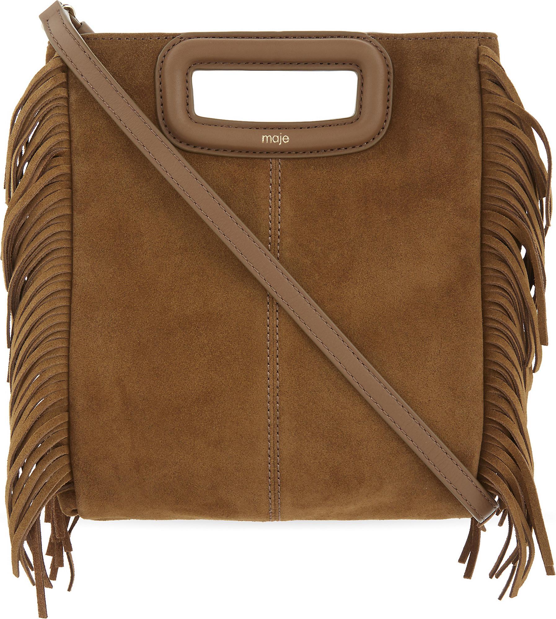 Maje M Suede Cross-body Bag in Camel (Natural) - Lyst