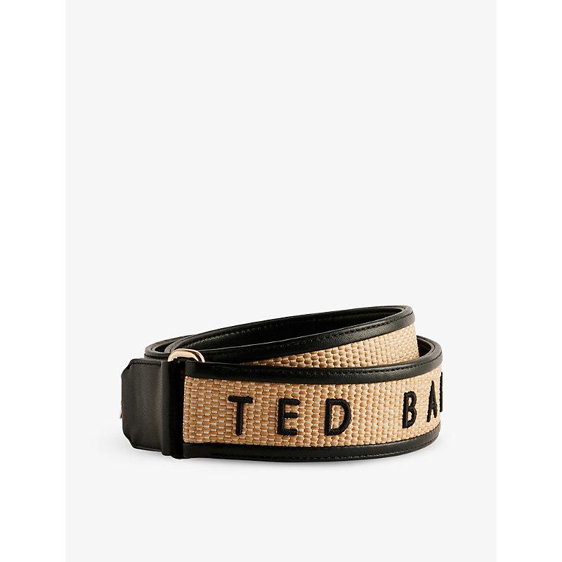Ted Baker Raffias Logo-embroidered Raffia Bag Strap in Black | Lyst