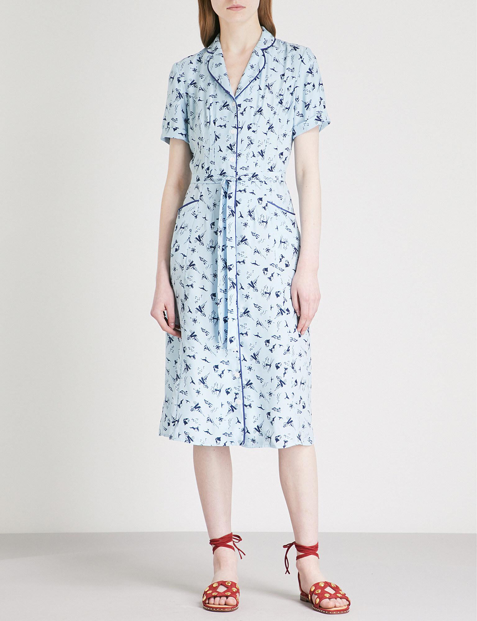 Hvn Maria Silk Satin Dress In Blue Lyst