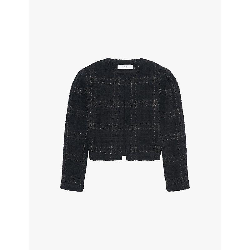 IRO Sinali Ruched-Shoulder Long-Sleeve Tweed Jacket in Blue | Lyst