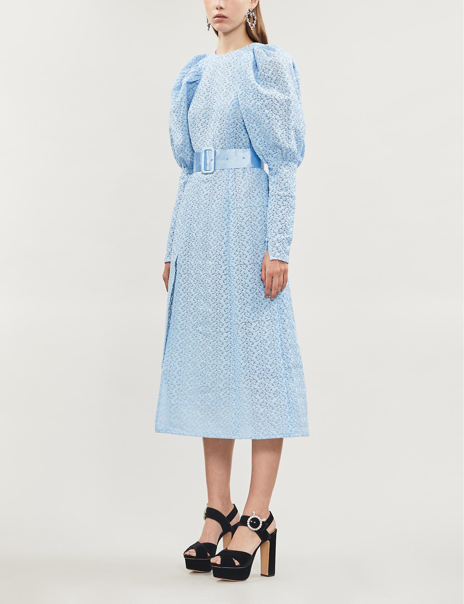 ROTATE BIRGER CHRISTENSEN Satin Belted Embroidered Tulle Midi Dress in ...