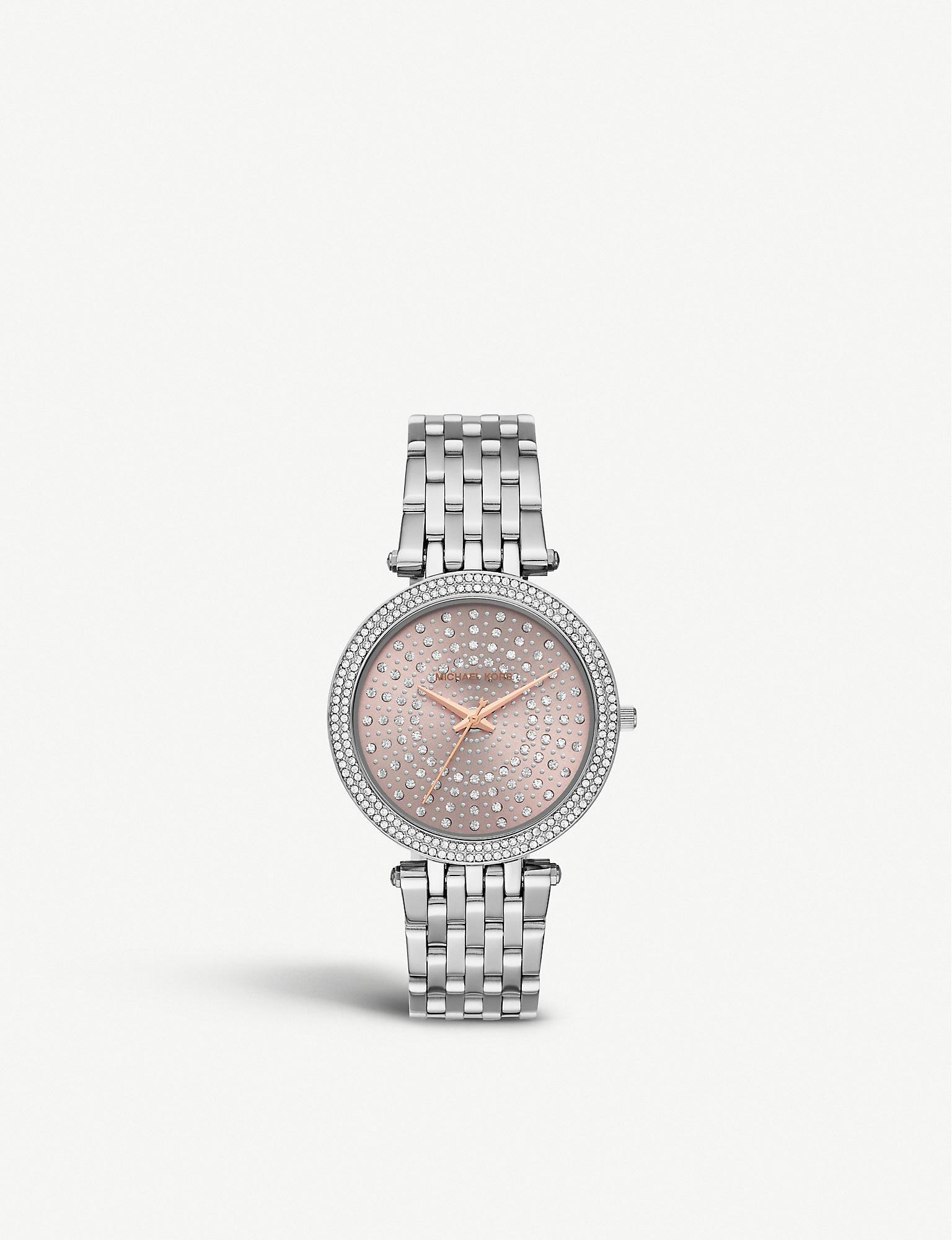 Michael Kors Mk4407 Darcy Silver Stainless Steel Watch in Pink - Lyst