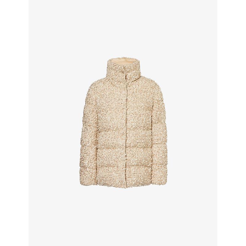 Moncler Cochevisse Bouclé-Texture Relaxed-Fit Knitted-Down Jacket in ...
